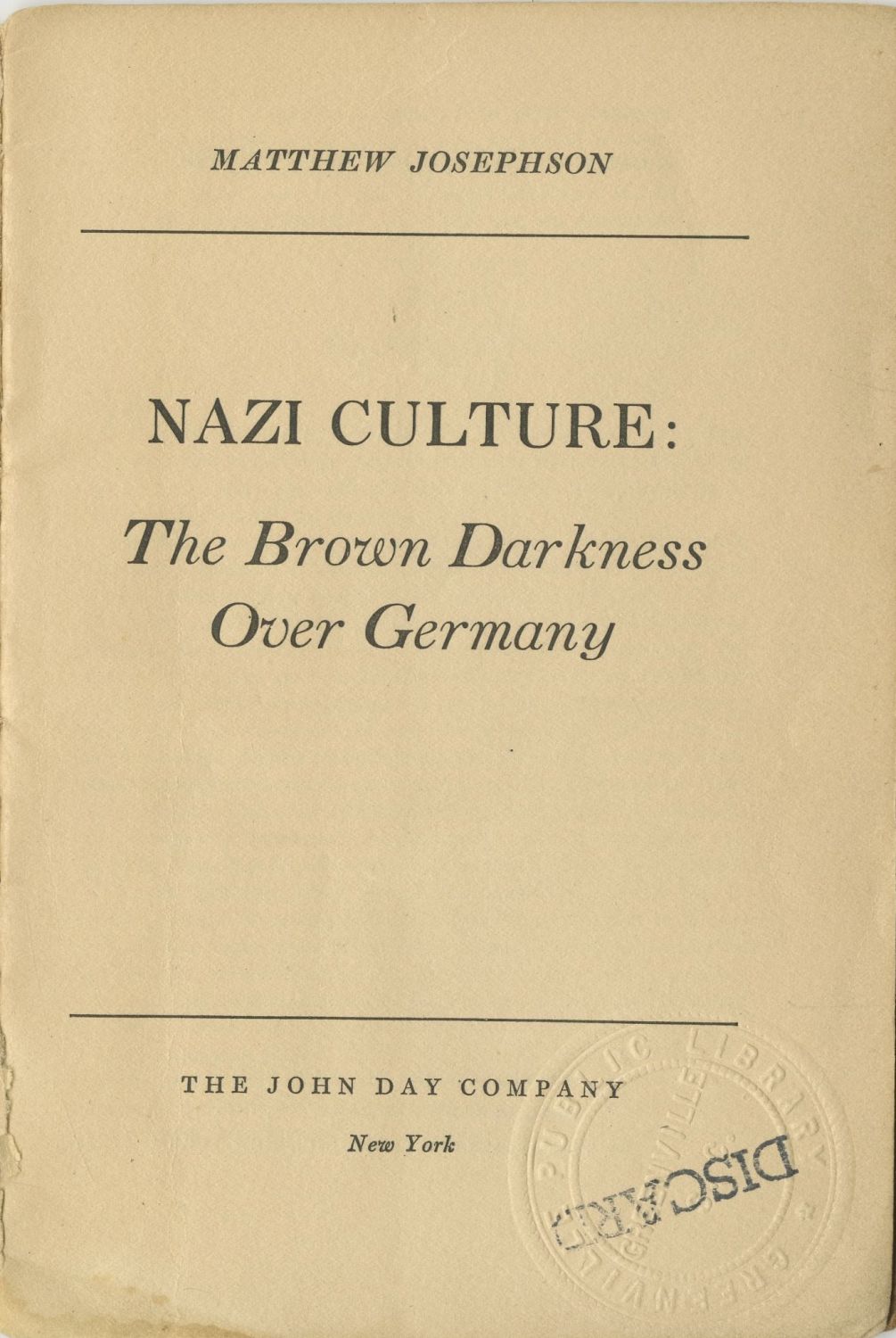 Nazi Culture : The Brown Darkness Over Germany. New York, 1933 - first ...