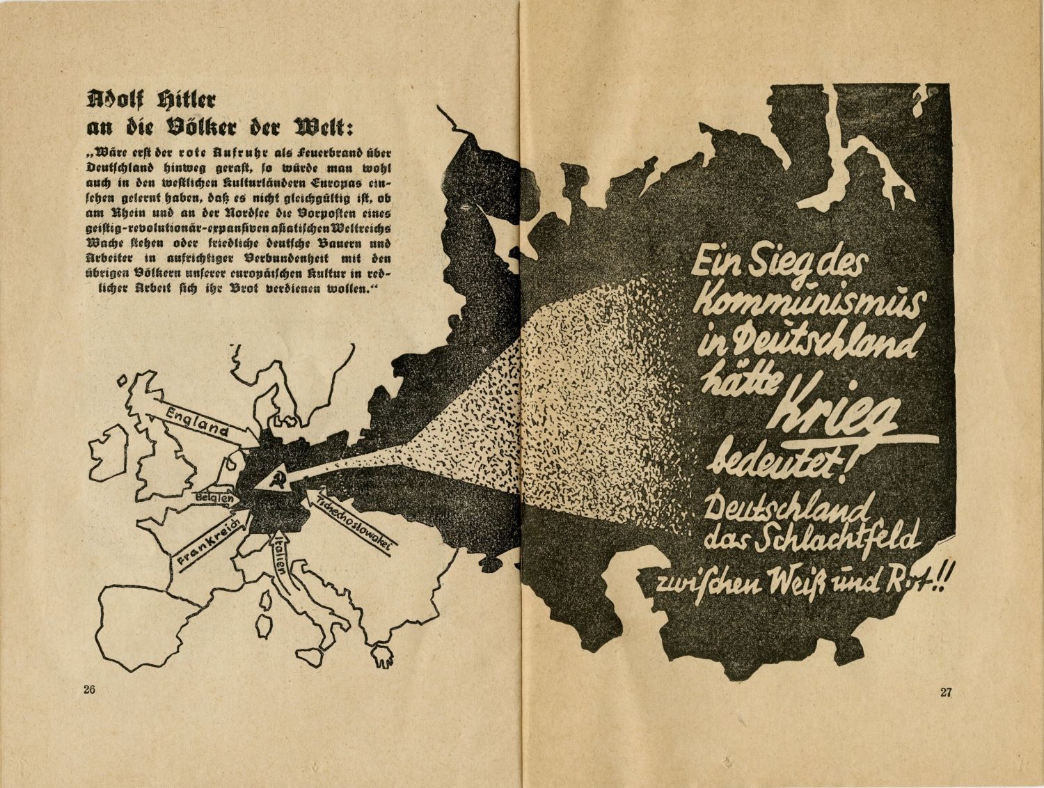 Nazi propaganda pamphlet for the forced elections of 1933 in Germany ...