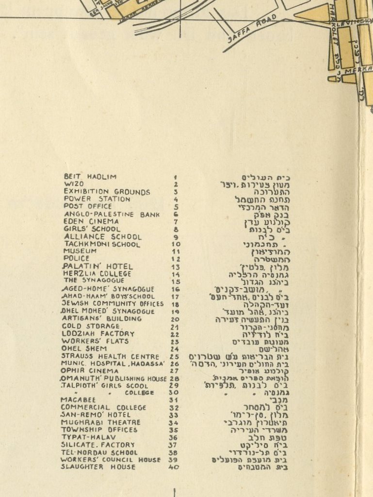 A map of the city of Tel Aviv, dedicated and signed by Meir Dizengoff ...