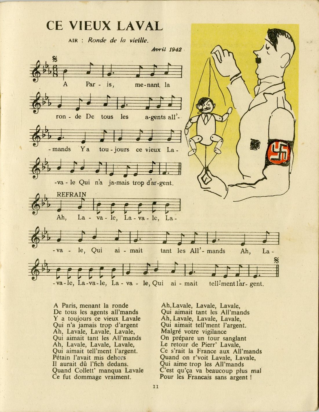 Booklet of anti-Nazi songs and caricatures – "Free France" radio in ...